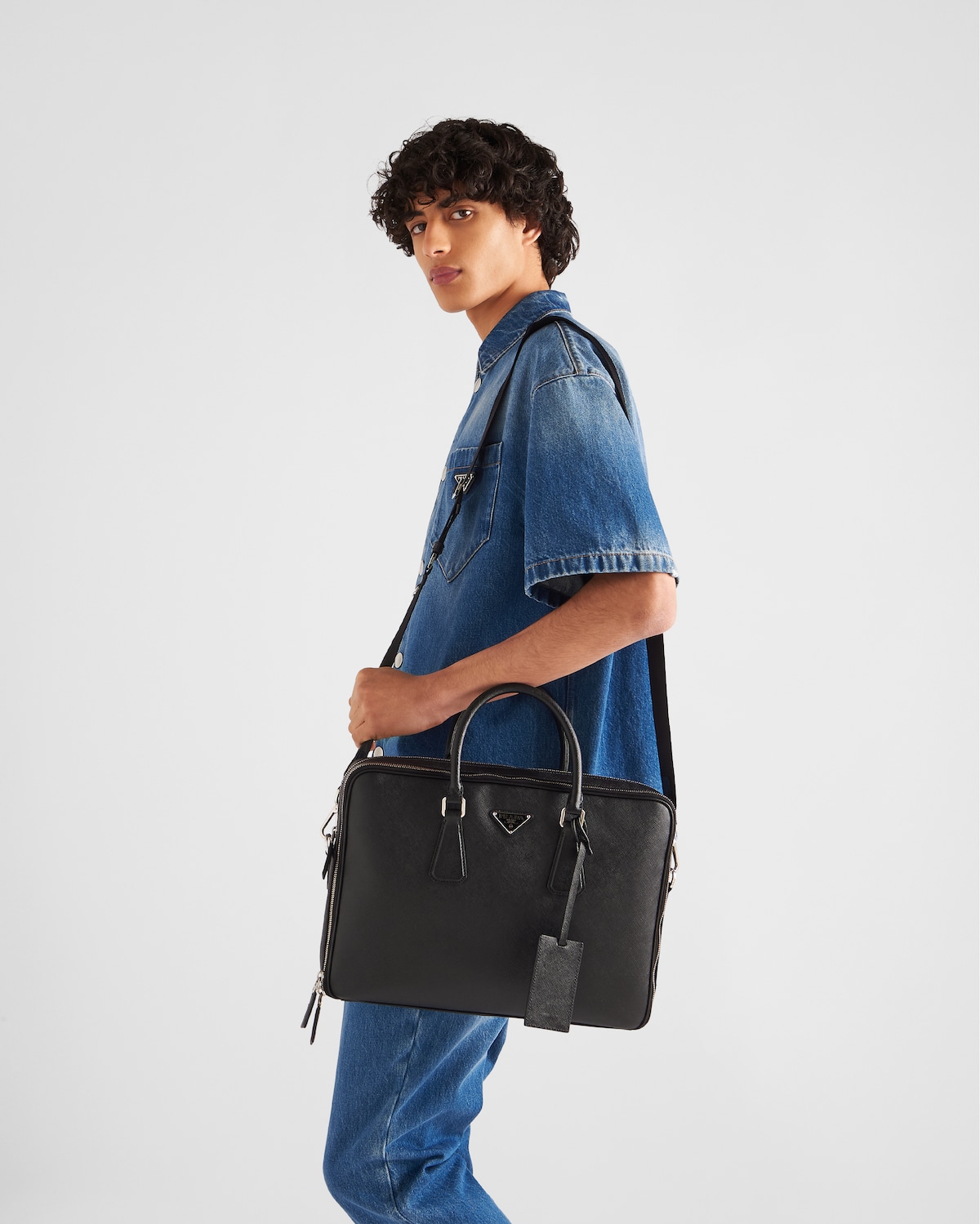 Black Saffiano Leather Briefcase | PRADA