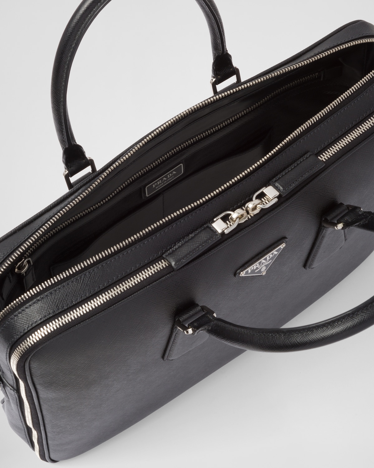 Black Saffiano Leather Briefcase | PRADA