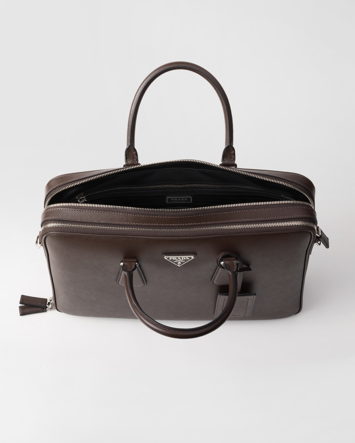 Coffee Saffiano Leather Briefcase | PRADA