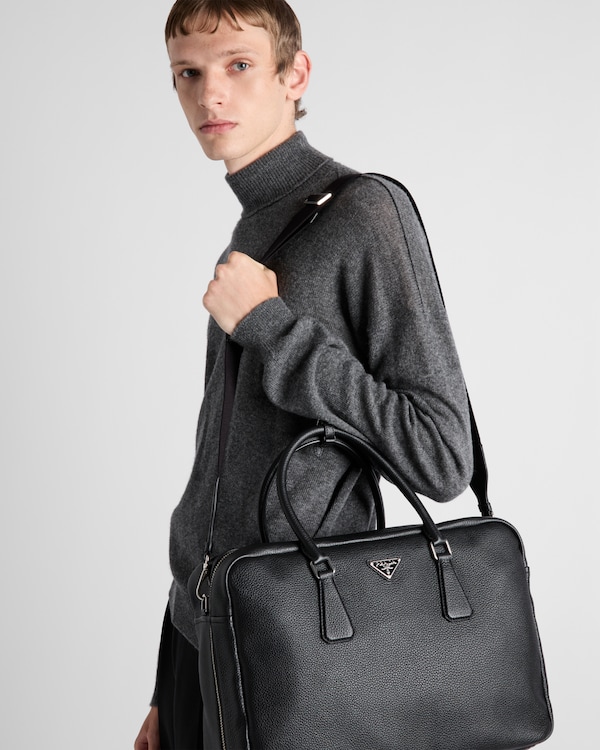 Black Leather Work Bag | PRADA