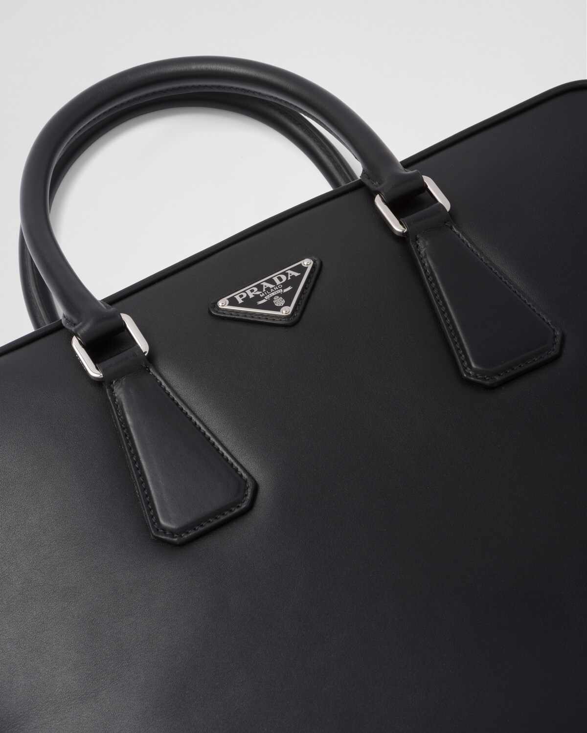 Black Leather Briefcase With Name Tag | PRADA