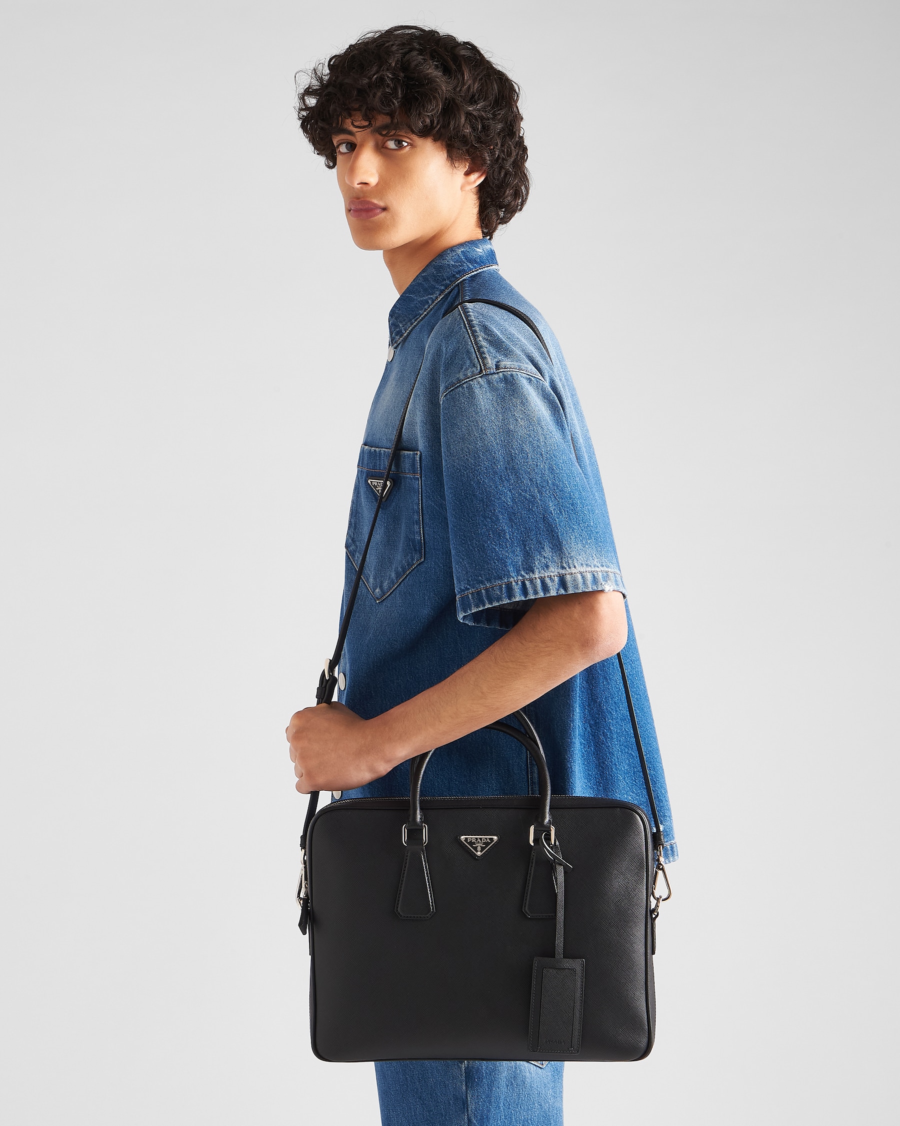 Black Saffiano Leather Work Bag | PRADA