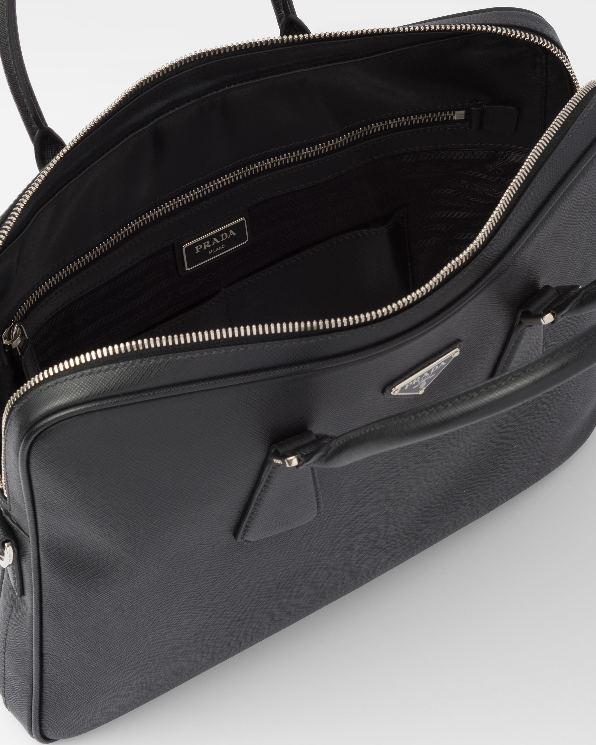 Pasta Em Couro Saffiano Preto | PRADA