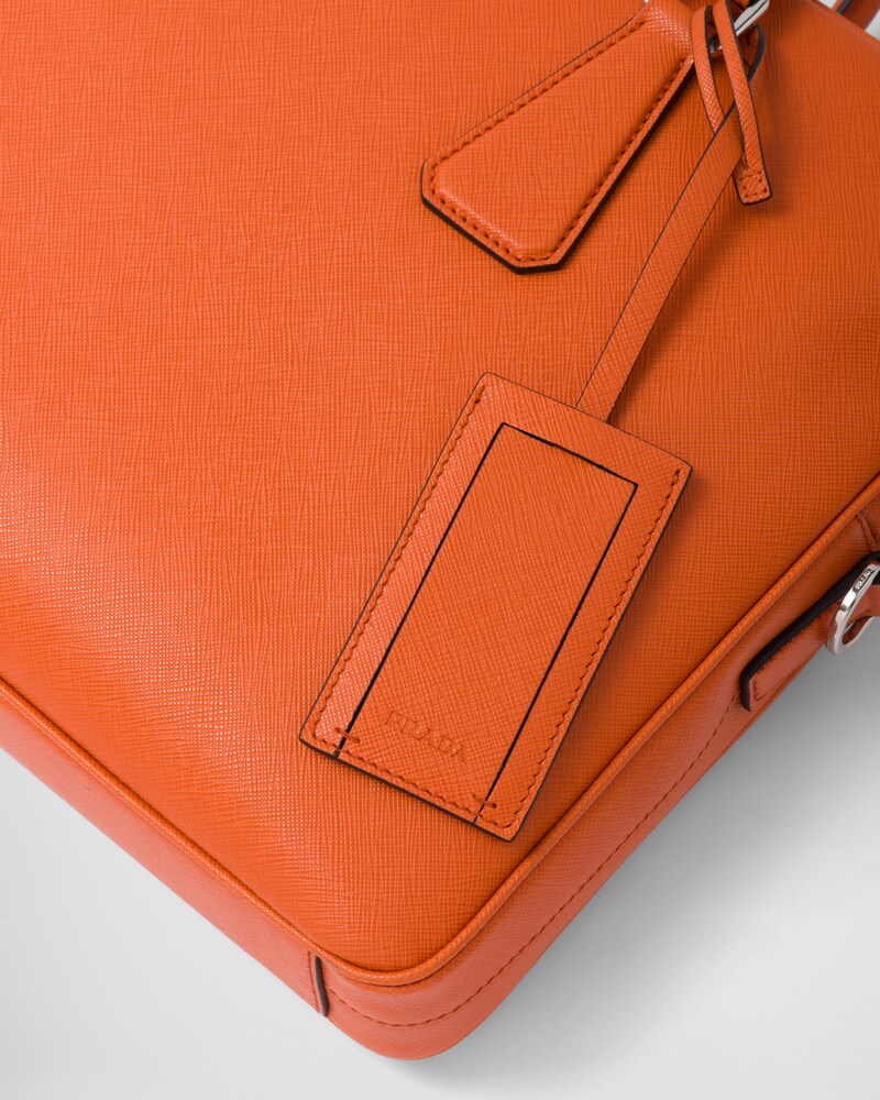 Papaya Saffiano Leather Work Bag | PRADA