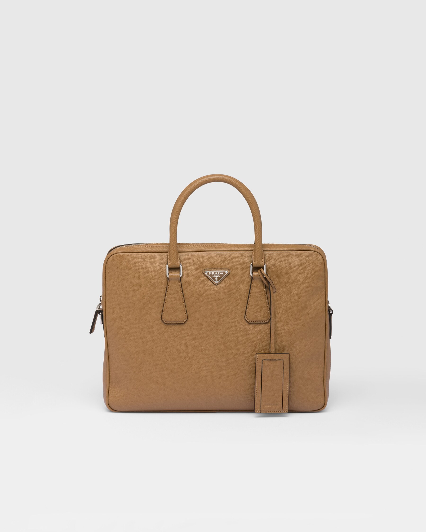 Caramel Saffiano Leather Work Bag | PRADA
