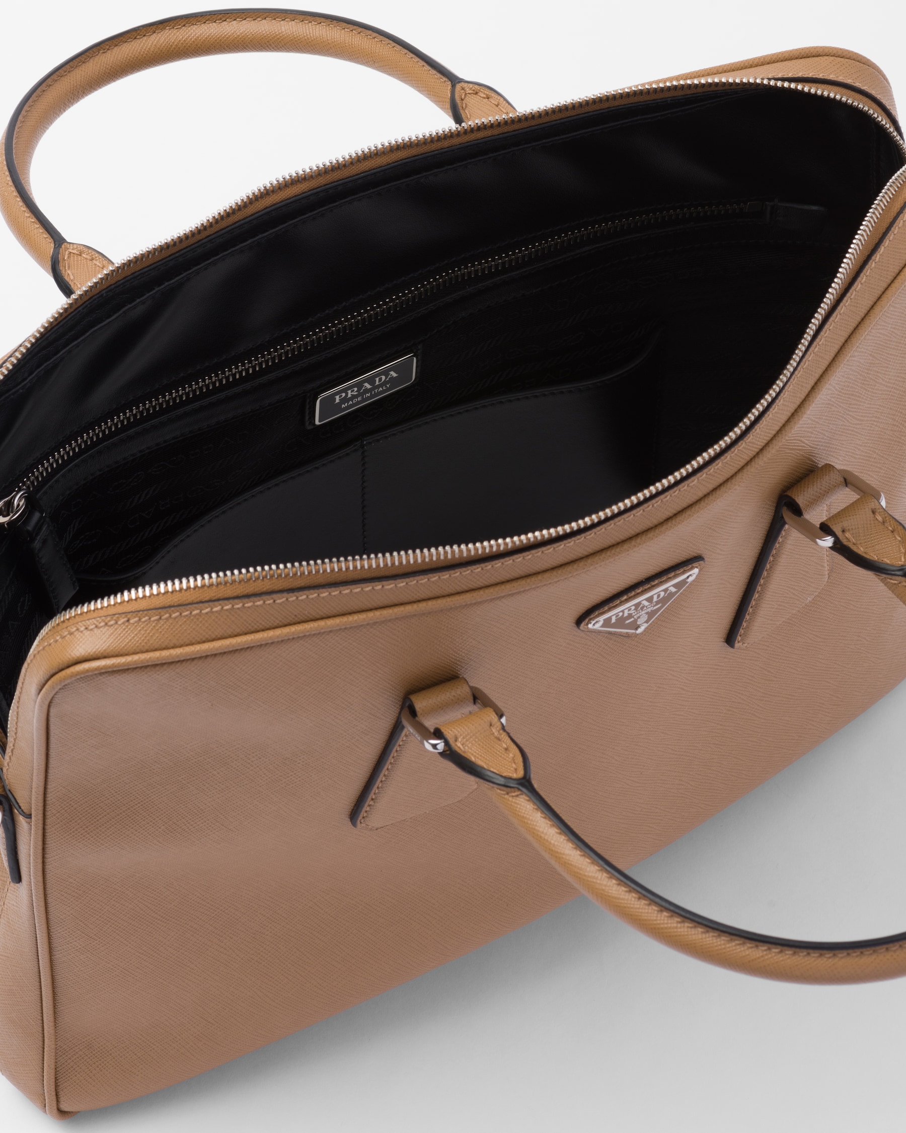 Caramel Saffiano Leather Work Bag | PRADA