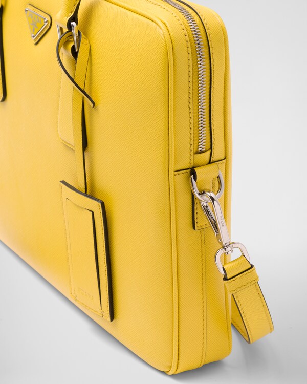 Bright Yellow Saffiano Leather Work Bag | PRADA