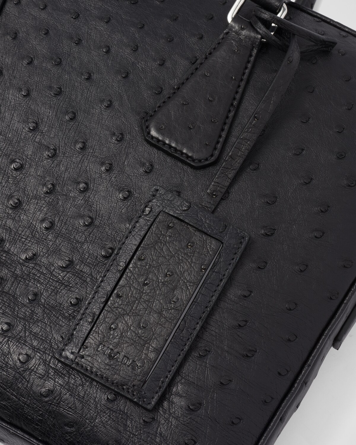 Black Ostrich Leather Briefcase | PRADA