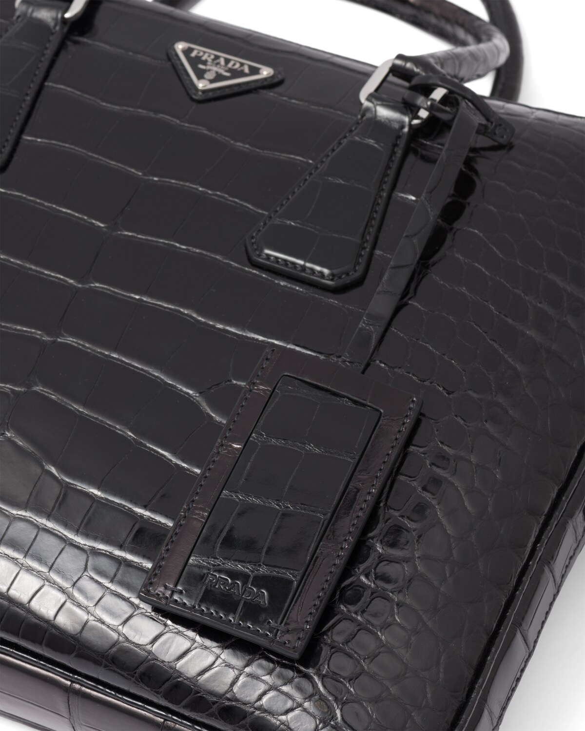 Black Crocodile Leather Briefcase | PRADA