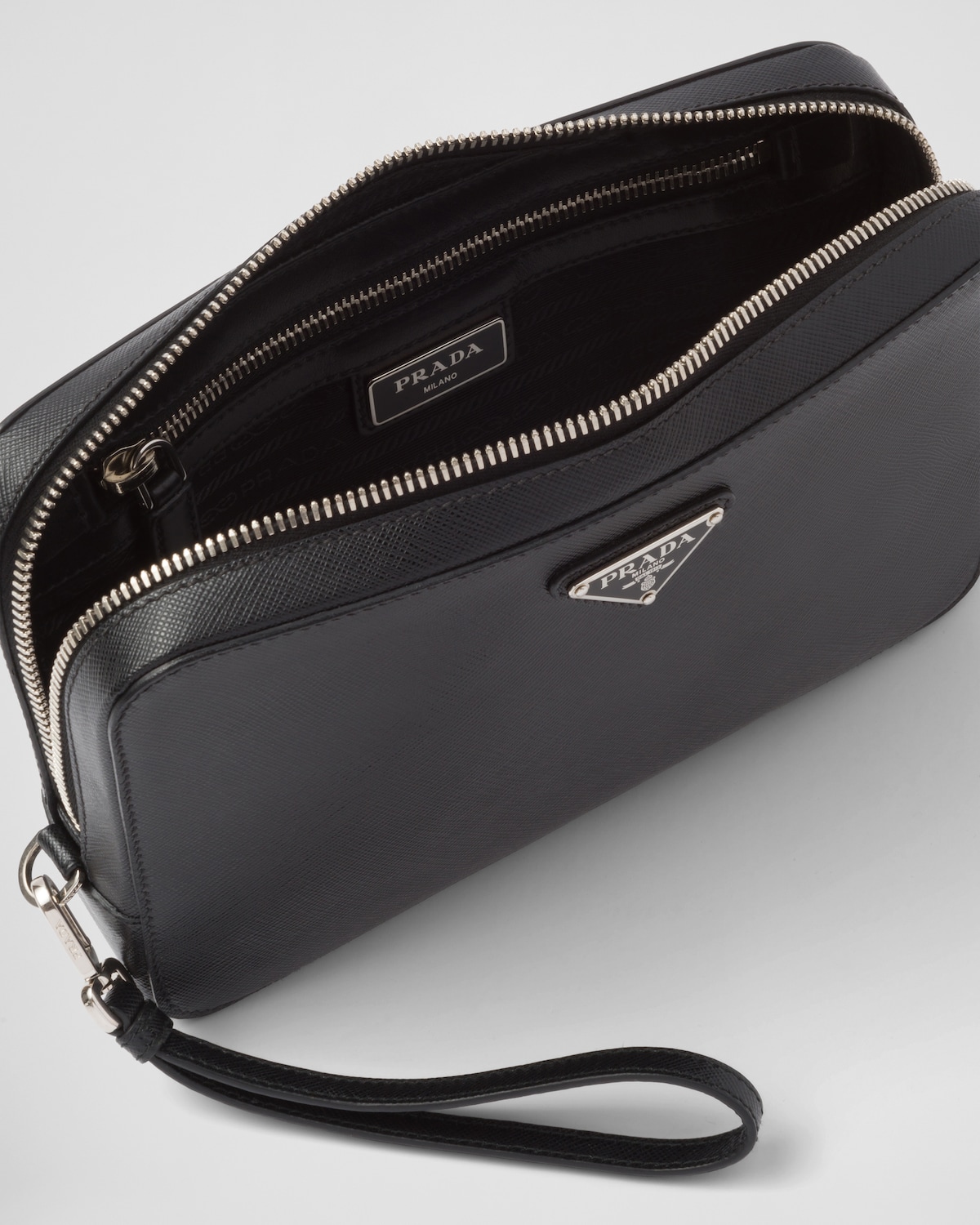 Black Saffiano Leather Clutch | PRADA