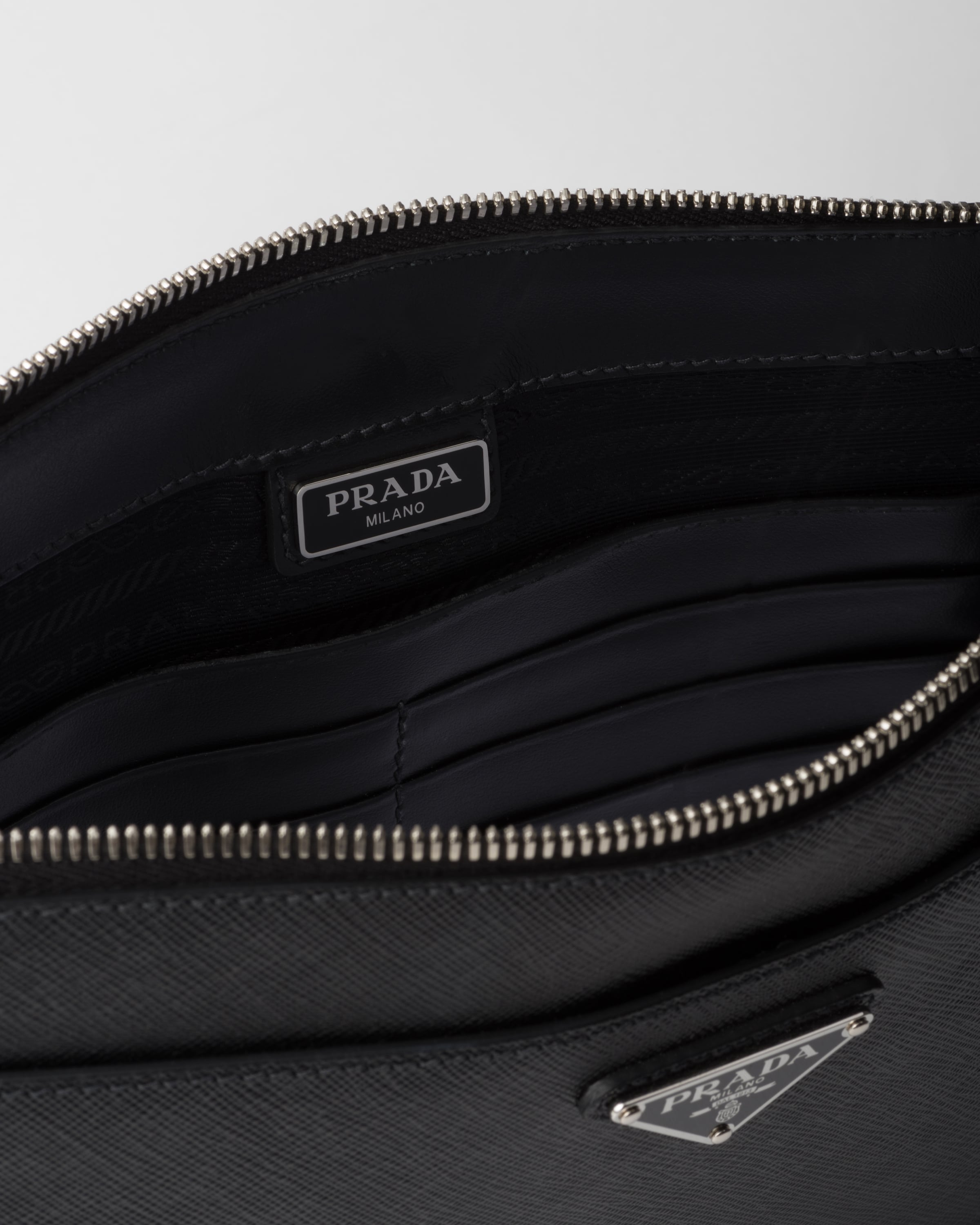 Black Saffiano Leather Pouch | PRADA