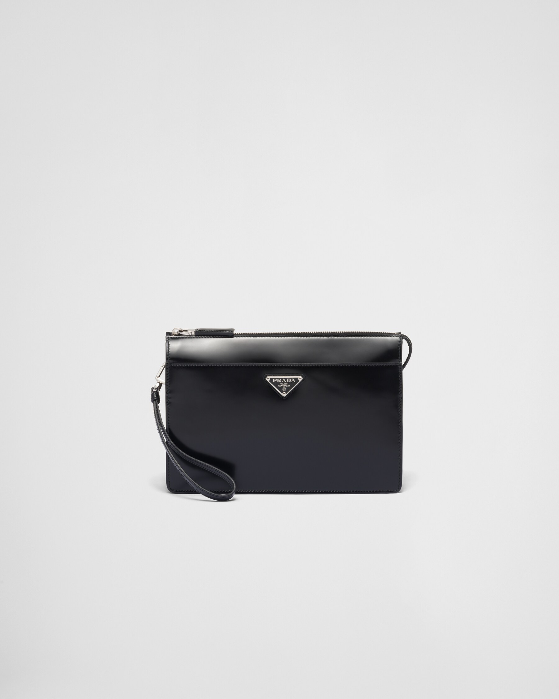 Black Brushed Leather Men's Bag | PRADA