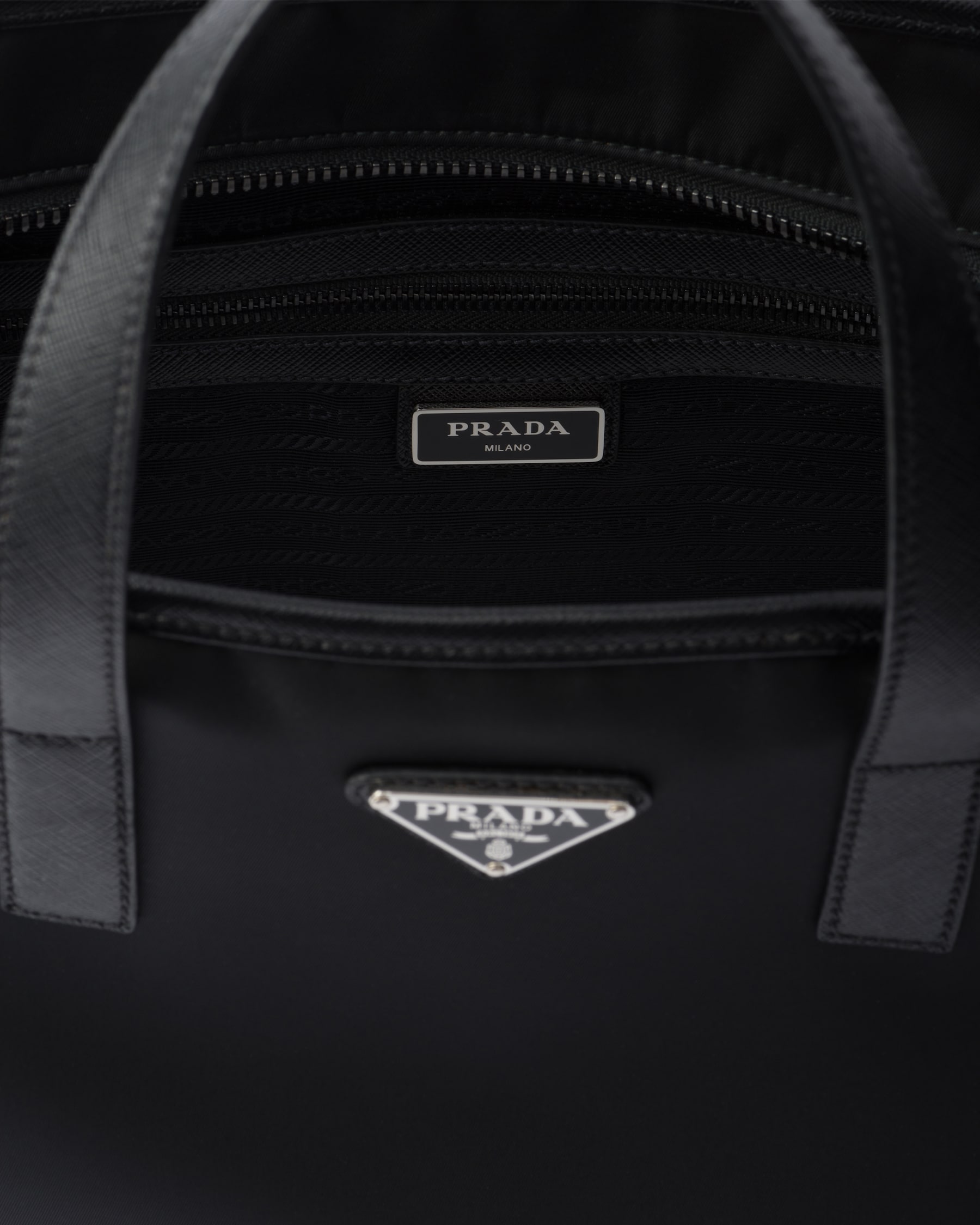 Black Re-nylon And Saffiano Leather Tote Bag | PRADA