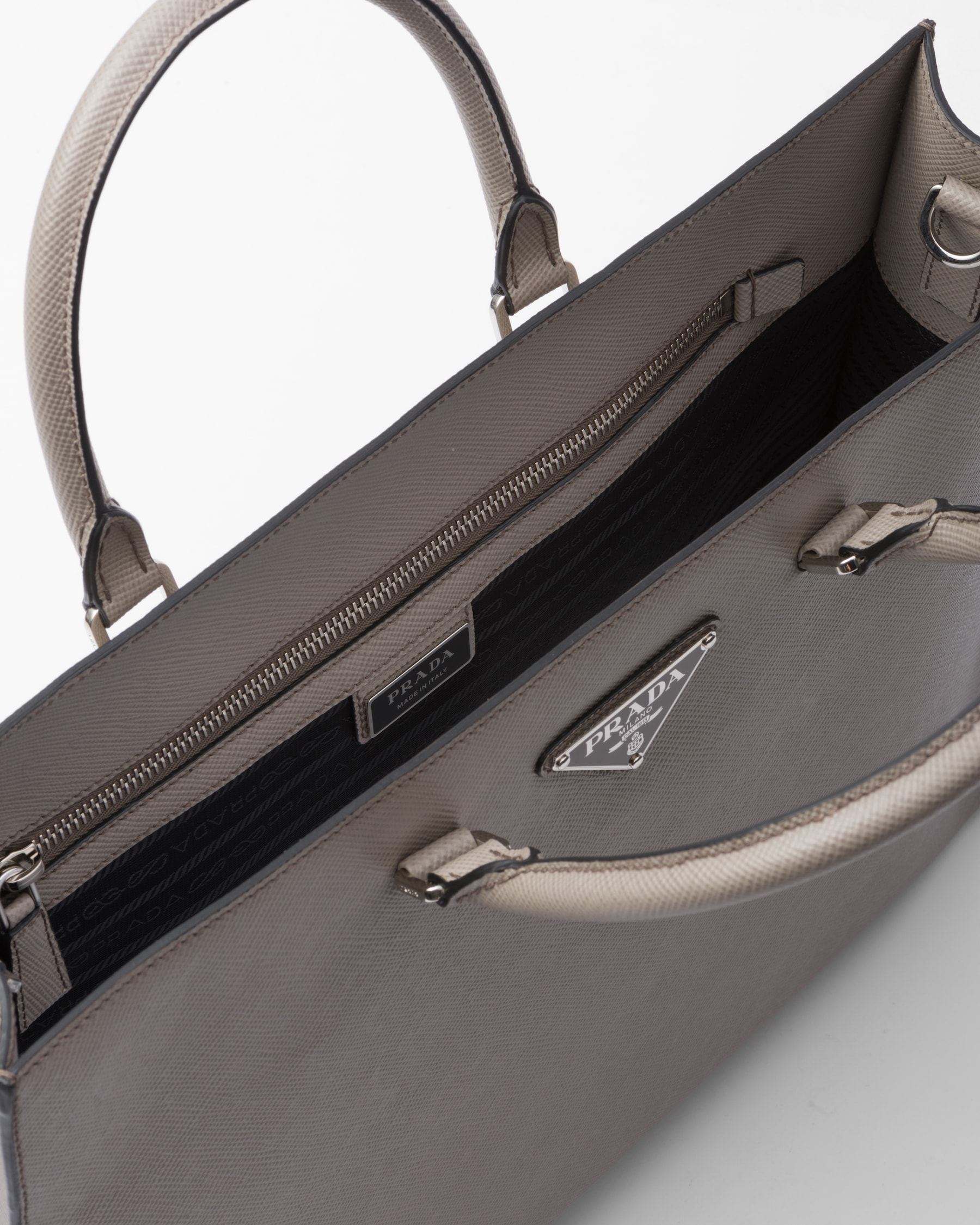 Clay Grey Saffiano Leather Tote Bag | PRADA