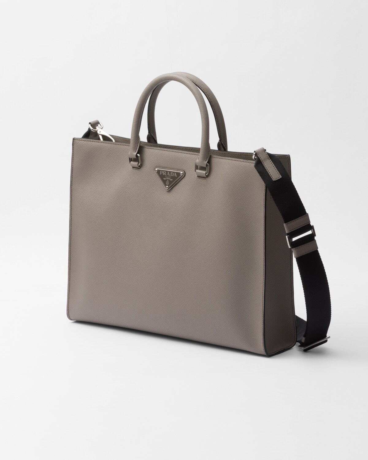 Clay Grey Saffiano Leather Tote Bag | PRADA