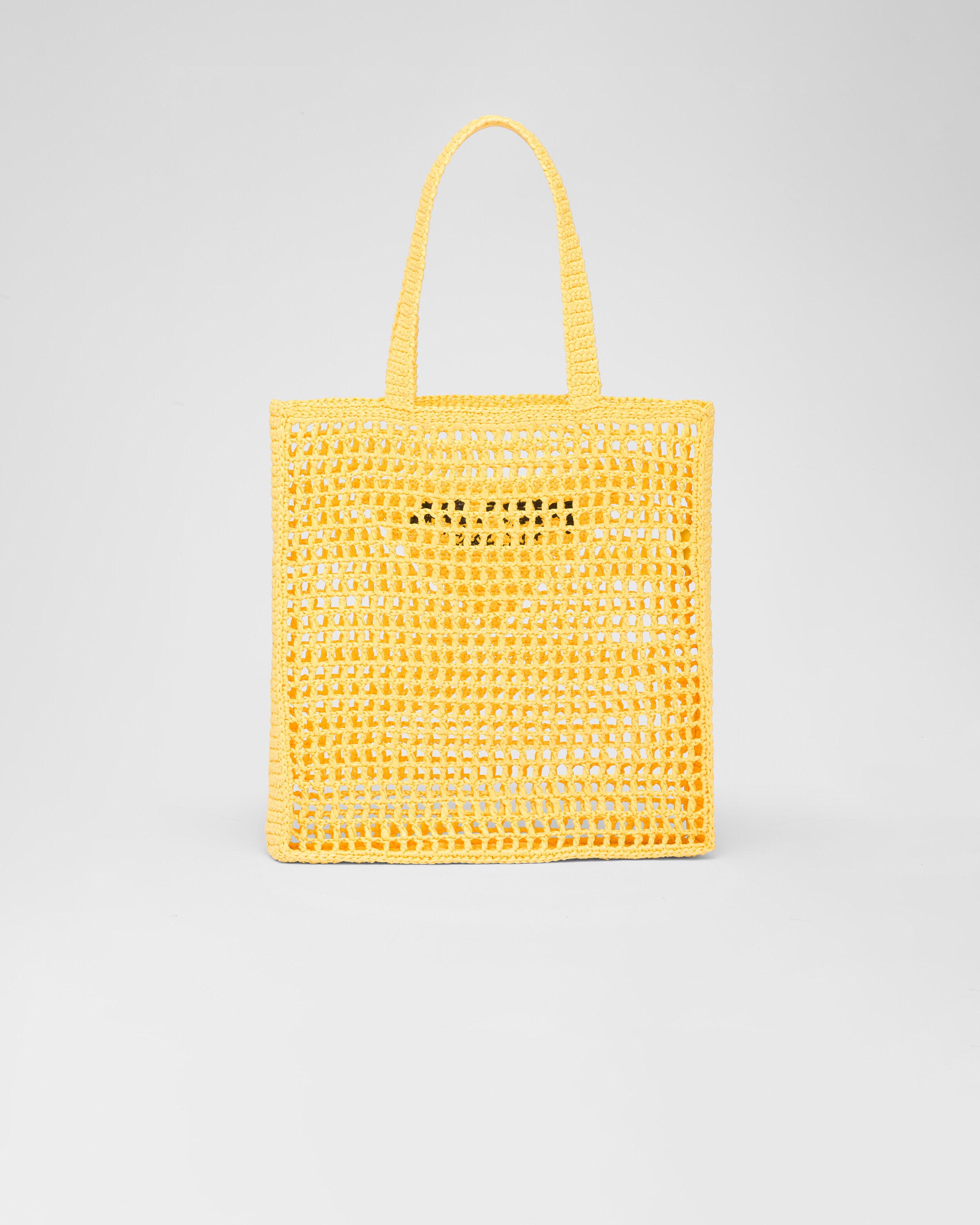 Yellow Raffia tote bag with logo | Prada