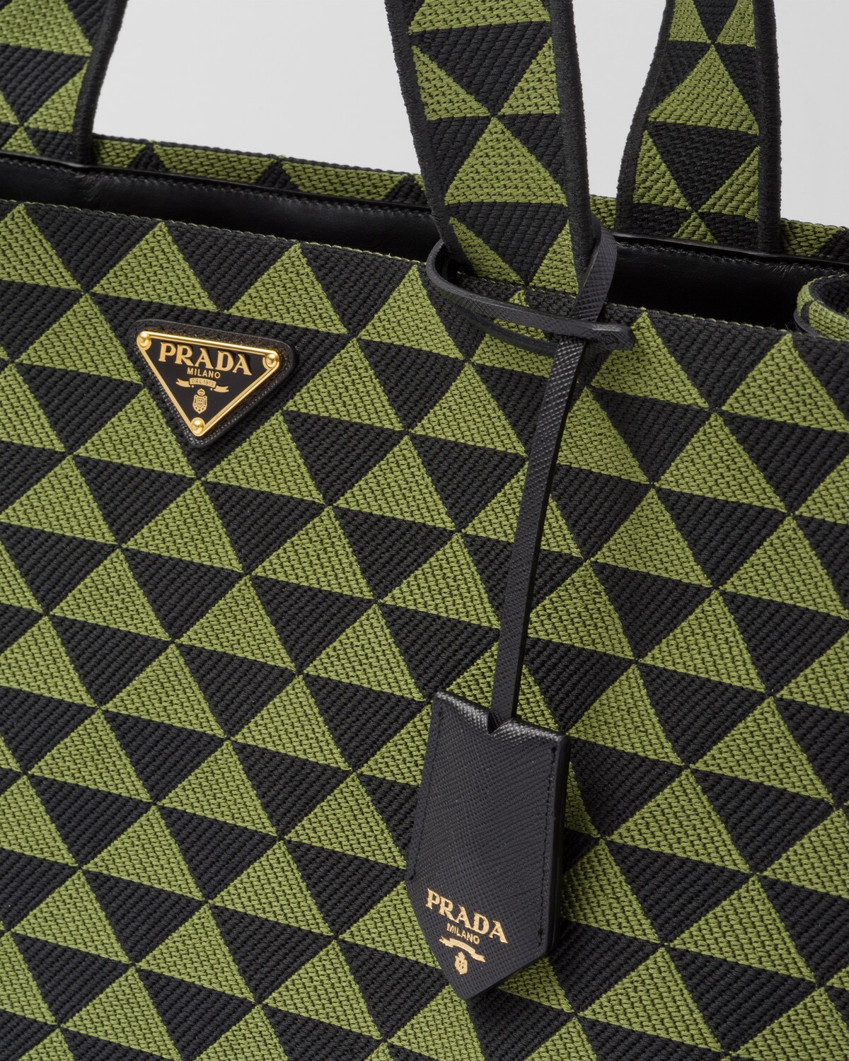 Black/ivy Green Prada Symbole Bag In Embroidered Fabric | PRADA