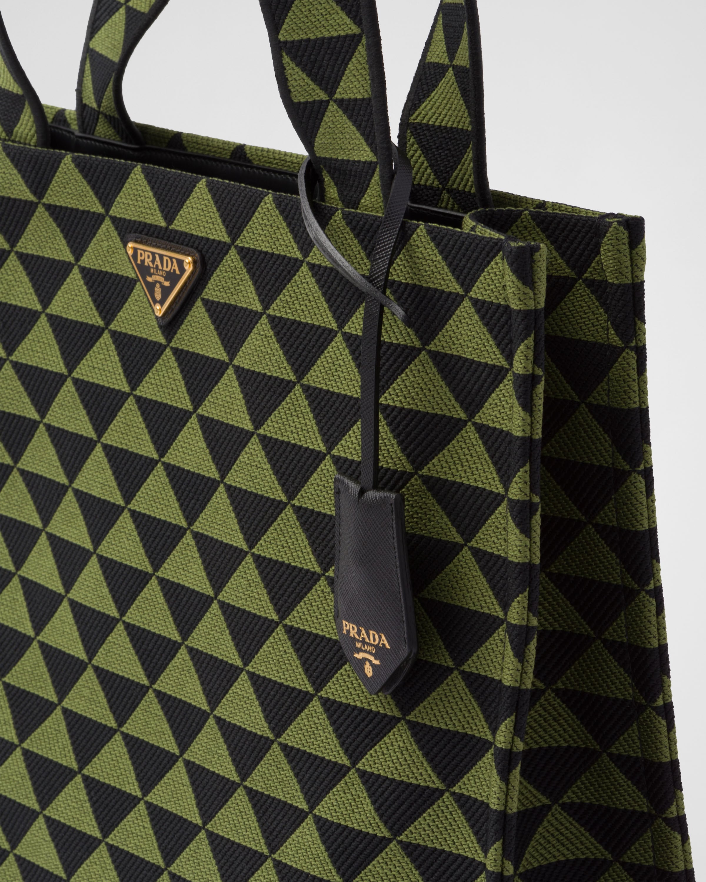 Black/ivy Green Prada Symbole Bag In Embroidered Fabric | PRADA