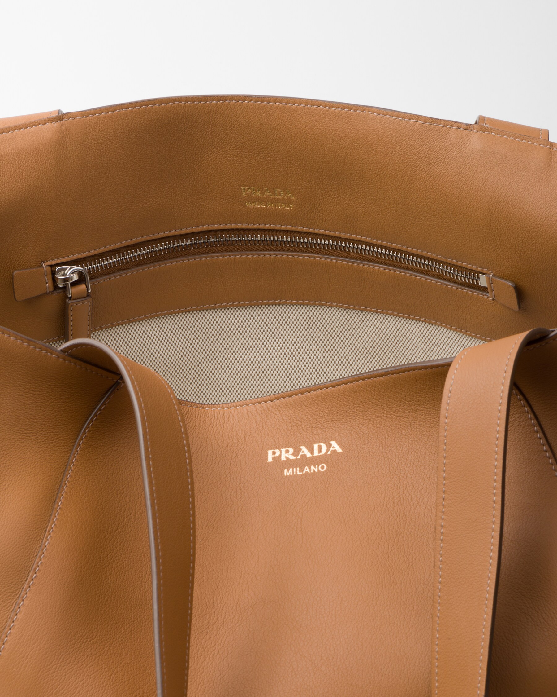 Caramel Leather Tote Bag | PRADA
