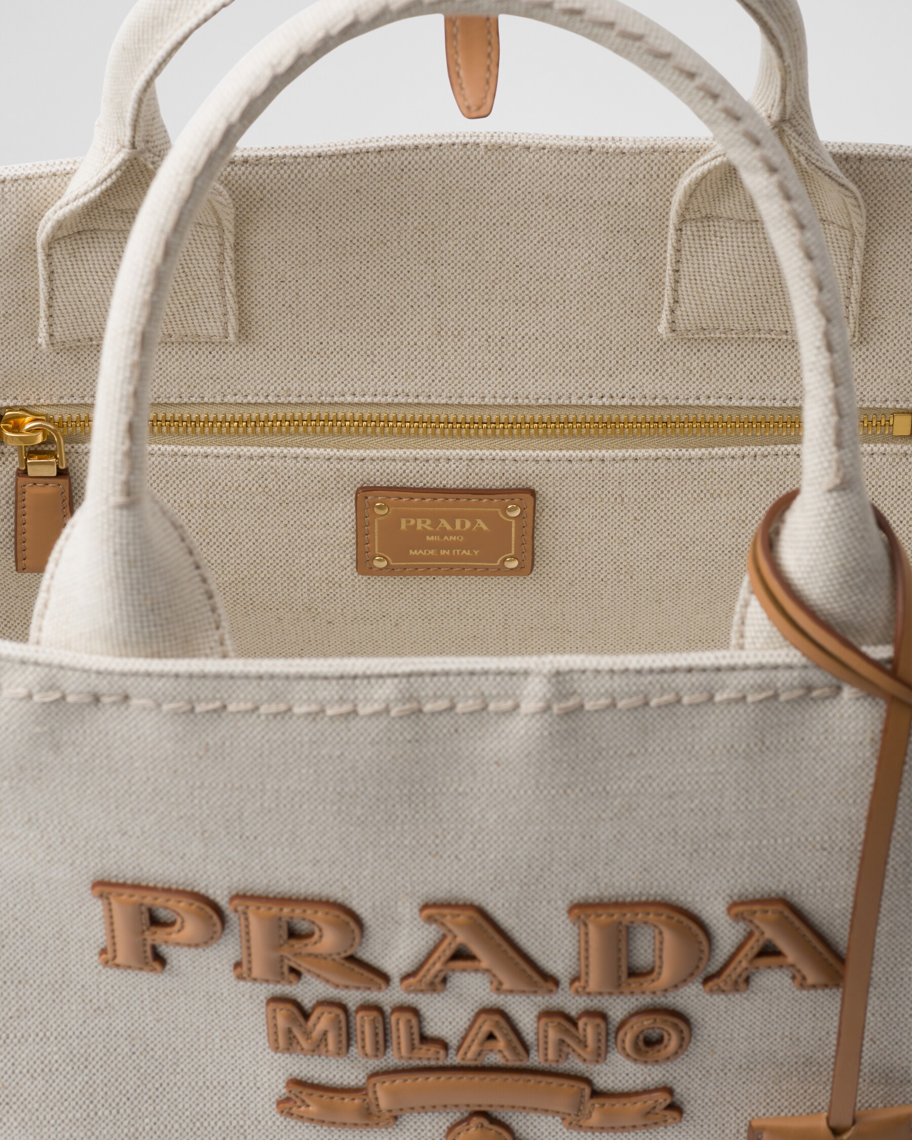 Natural Linen Blend Tote Bag | PRADA