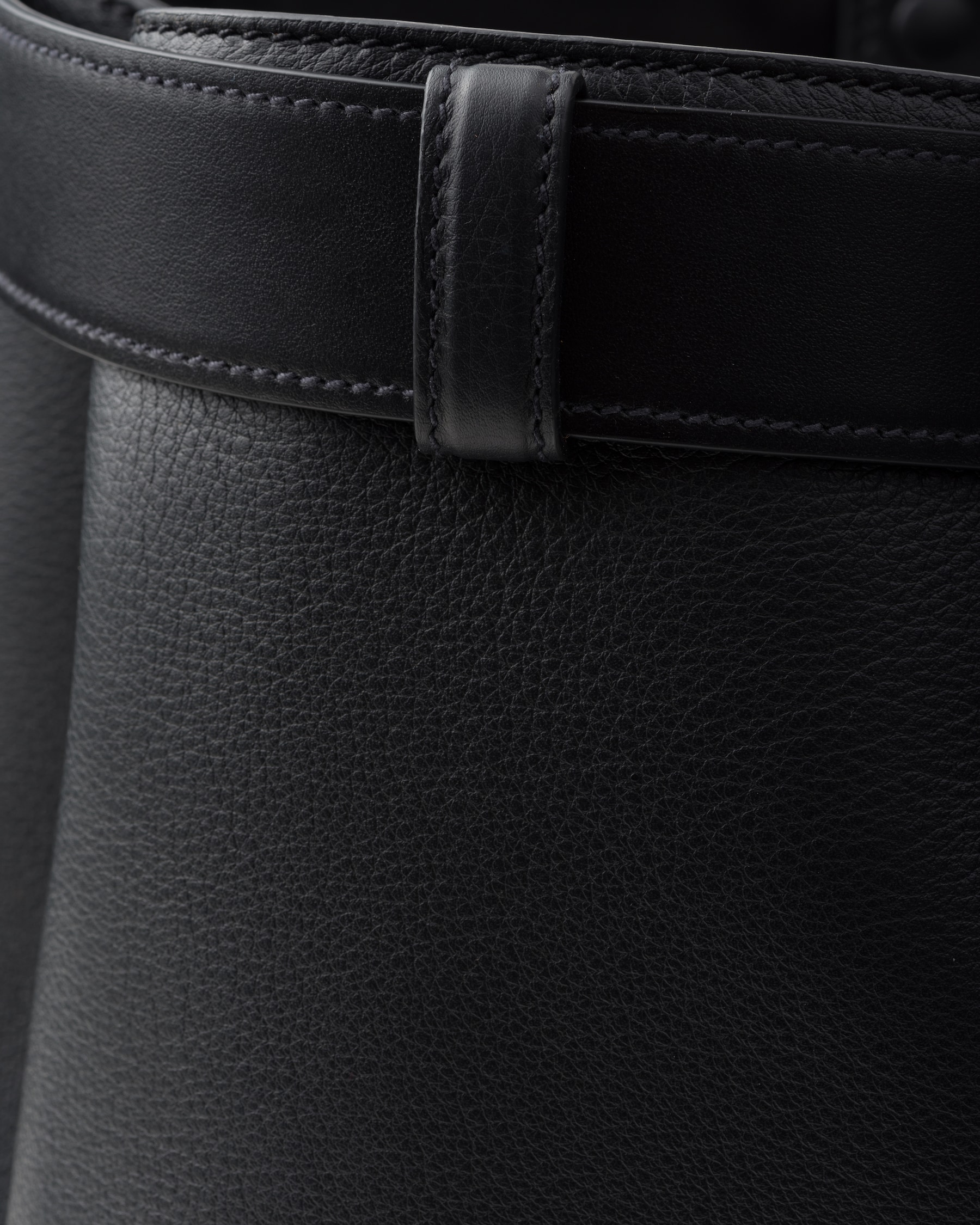 Black Prada Buckle Leather Bag With Belt | PRADA