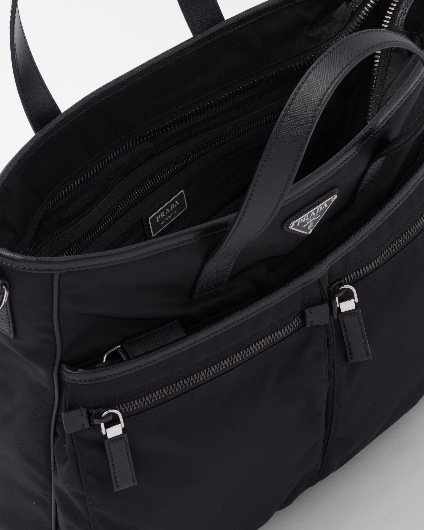 Black Re-nylon And Saffiano Leather Tote Bag | PRADA - United Kingdom