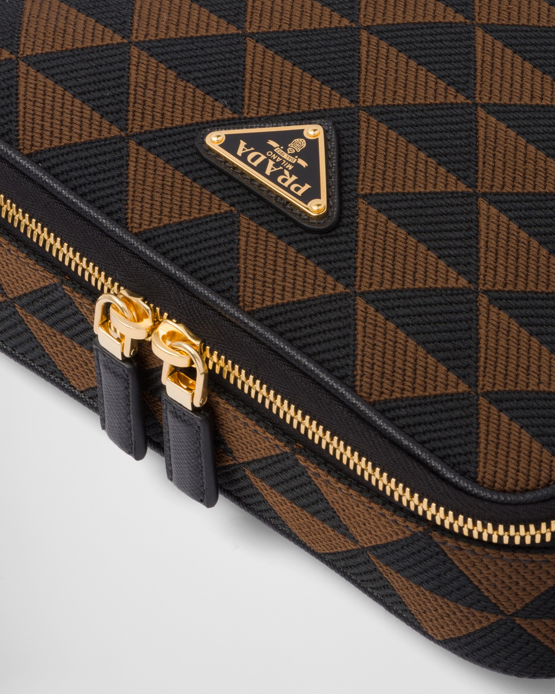 Black/burnt Sienna Prada Symbole Embroidered Fabric Bag | PRADA
