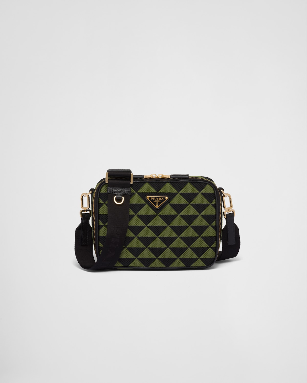 Black/ivy Green Prada Symbole Embroidered Fabric Bag | PRADA