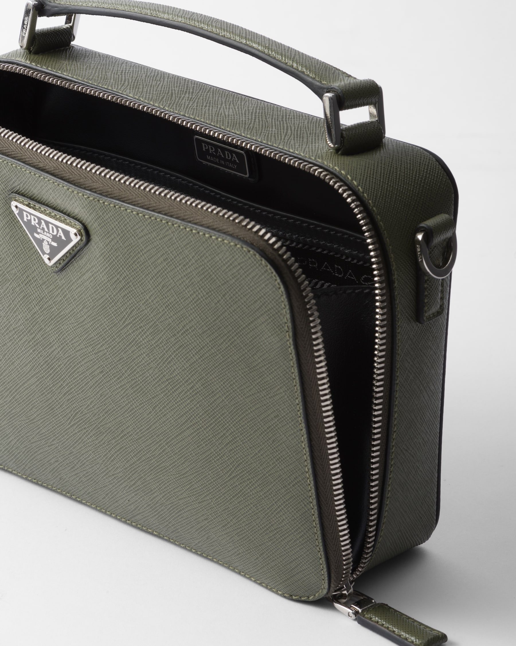 Loden Green Medium Prada Brique Saffiano Leather Bag | PRADA