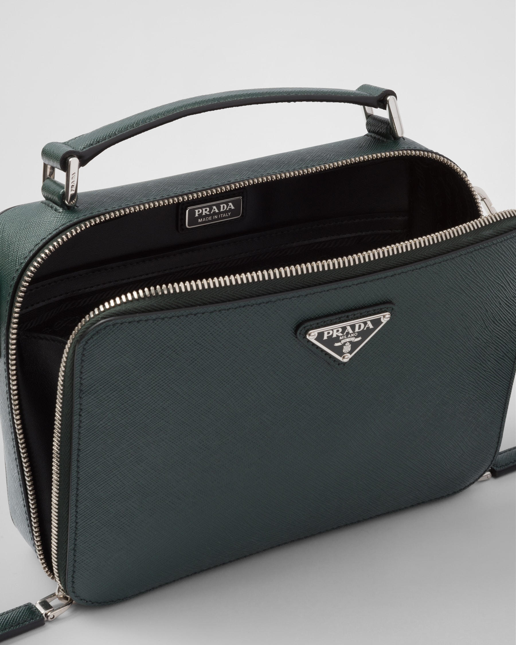 Emerald Green Medium Prada Brique Saffiano Leather Bag | PRADA