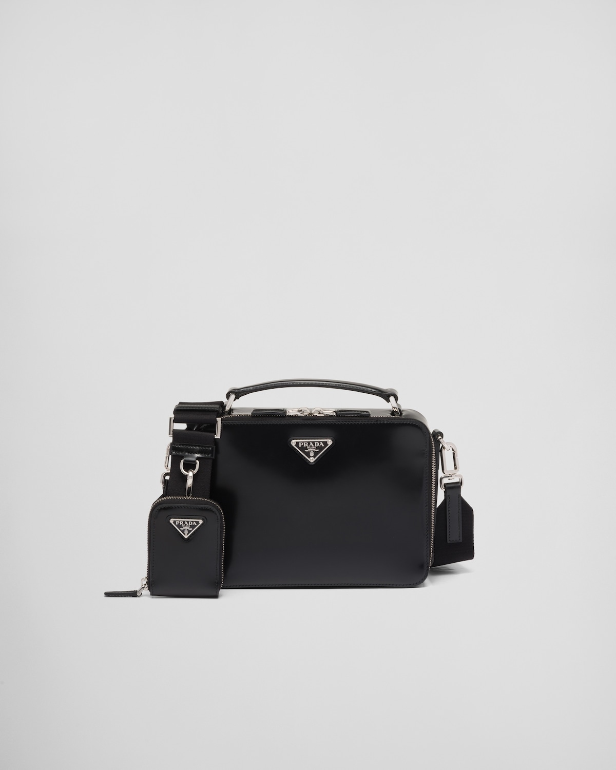 Black Medium Prada Brique Brushed Leather Bag | PRADA