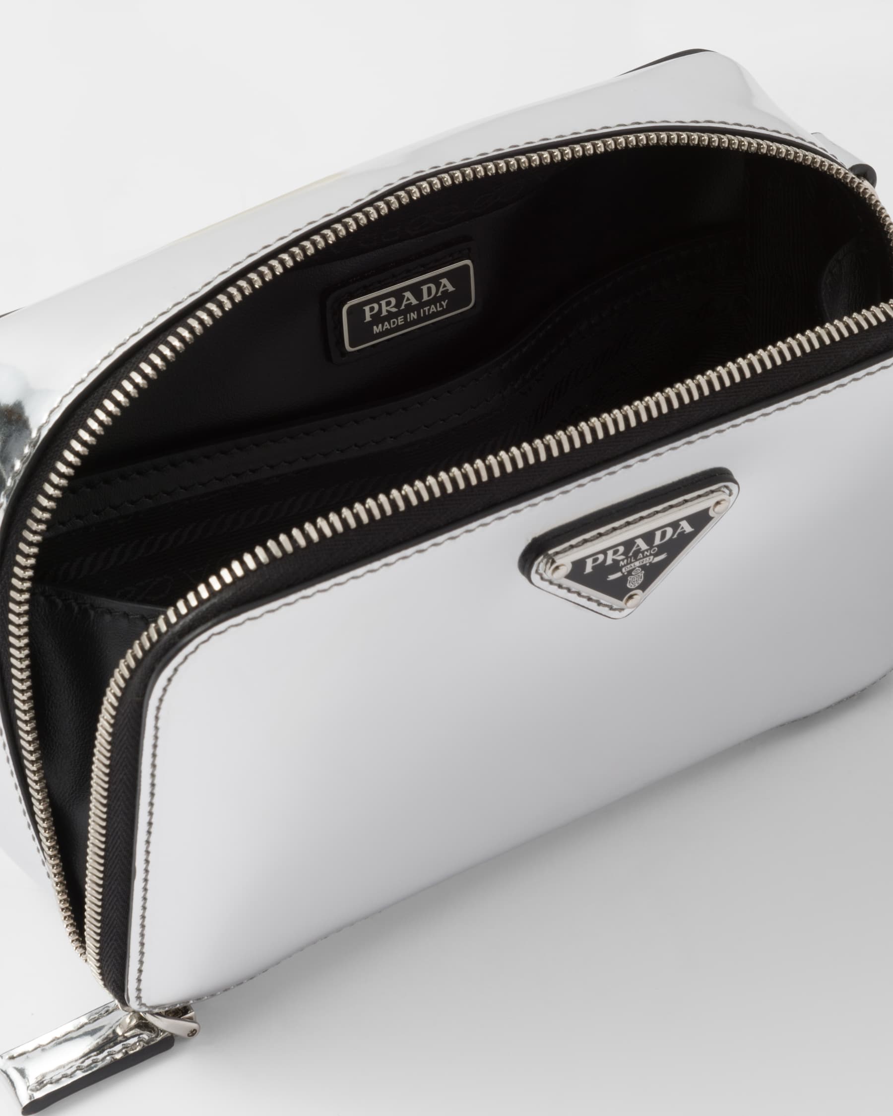 Silver Small Prada Brique Leather Bag | PRADA