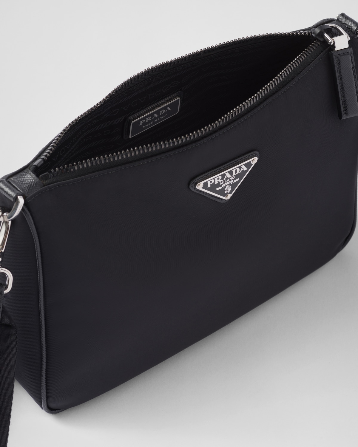 Black Re-nylon And Saffiano Leather Shoulder Bag | PRADA