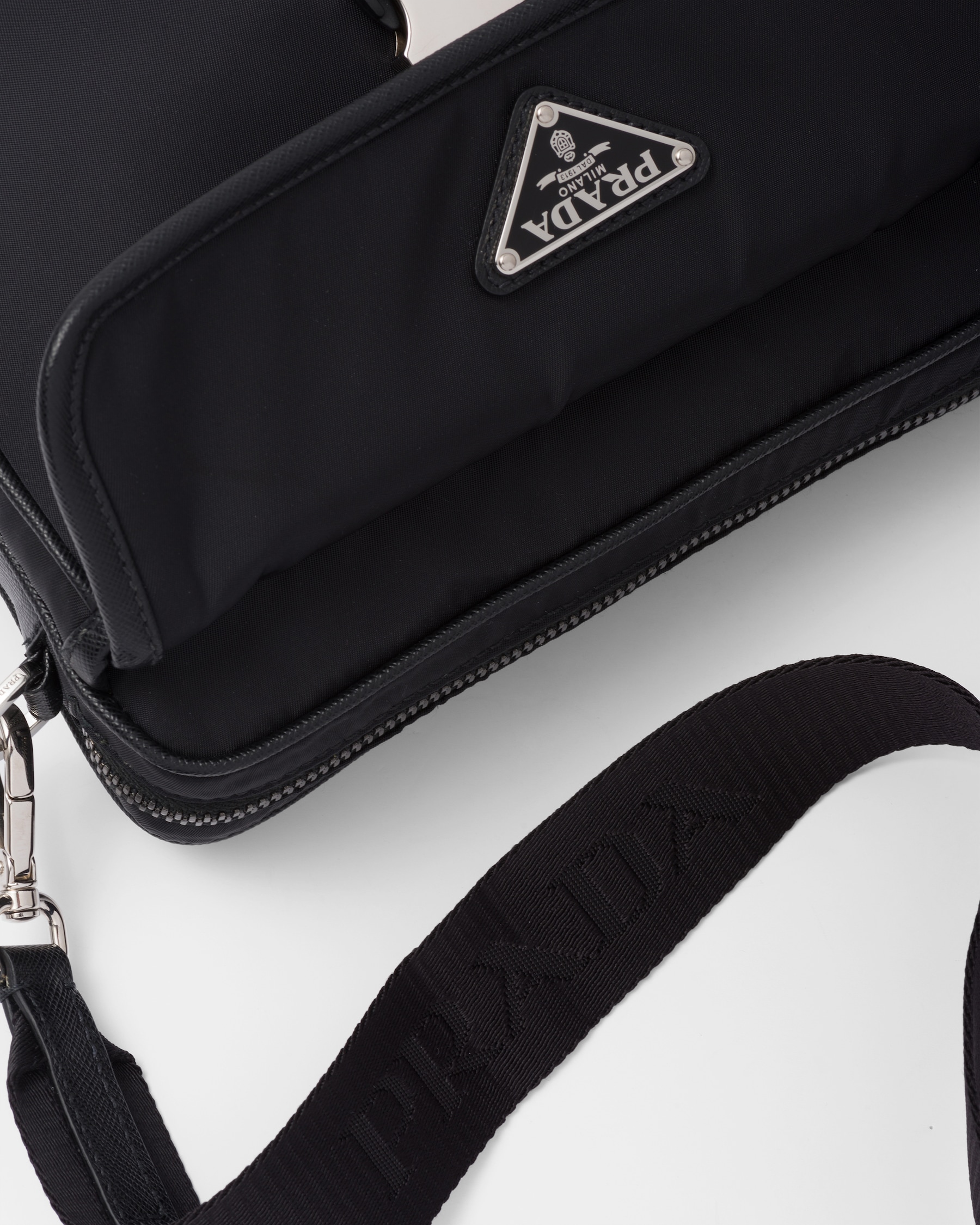 Black Re-nylon And Saffiano Leather Shoulder Bag | PRADA