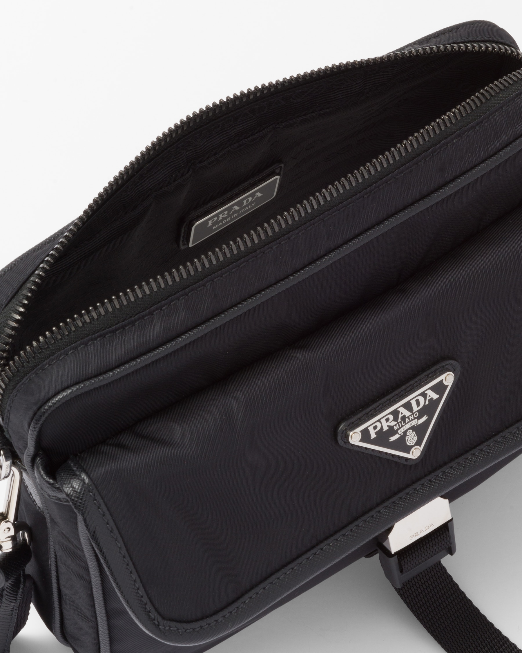 Black Re-nylon And Saffiano Leather Shoulder Bag | PRADA