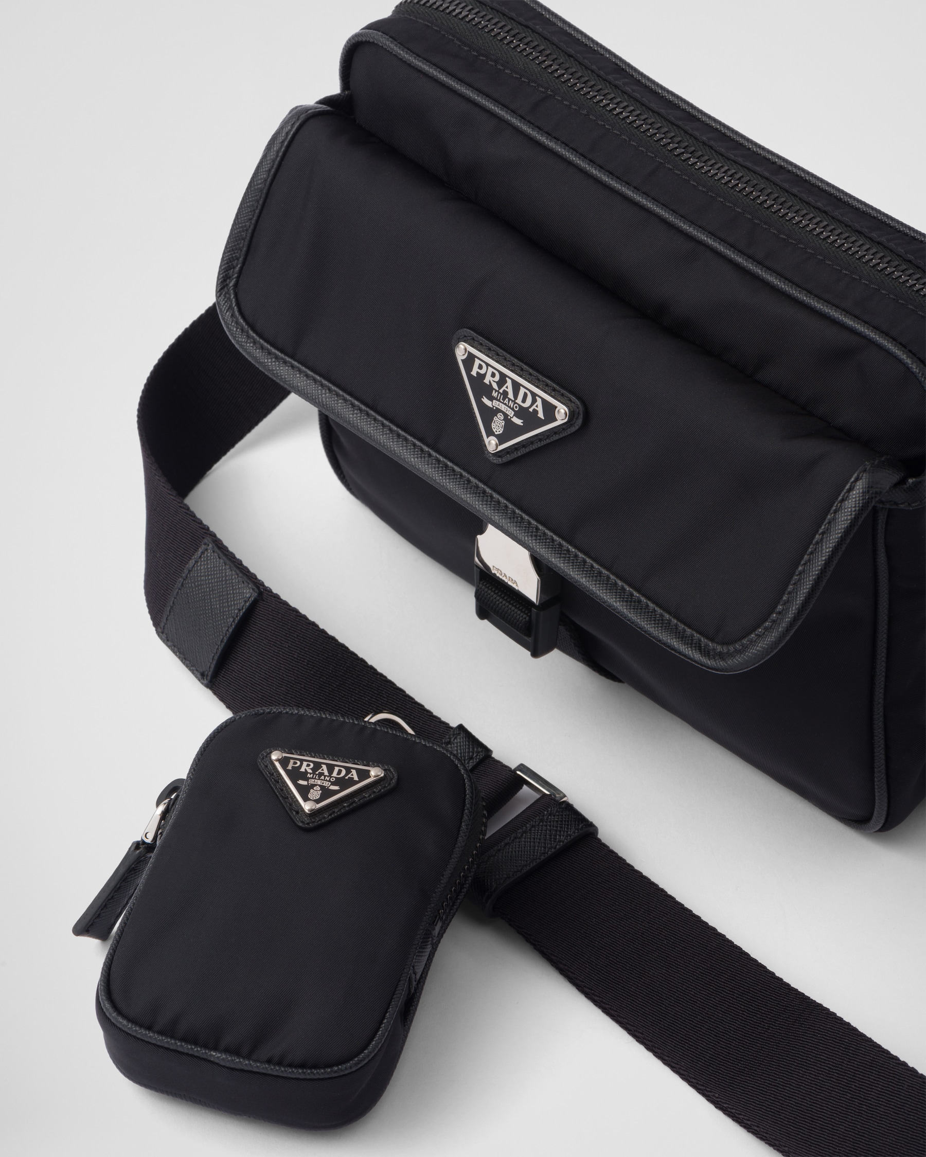 Black Re-nylon And Saffiano Leather Shoulder Bag | PRADA - United States