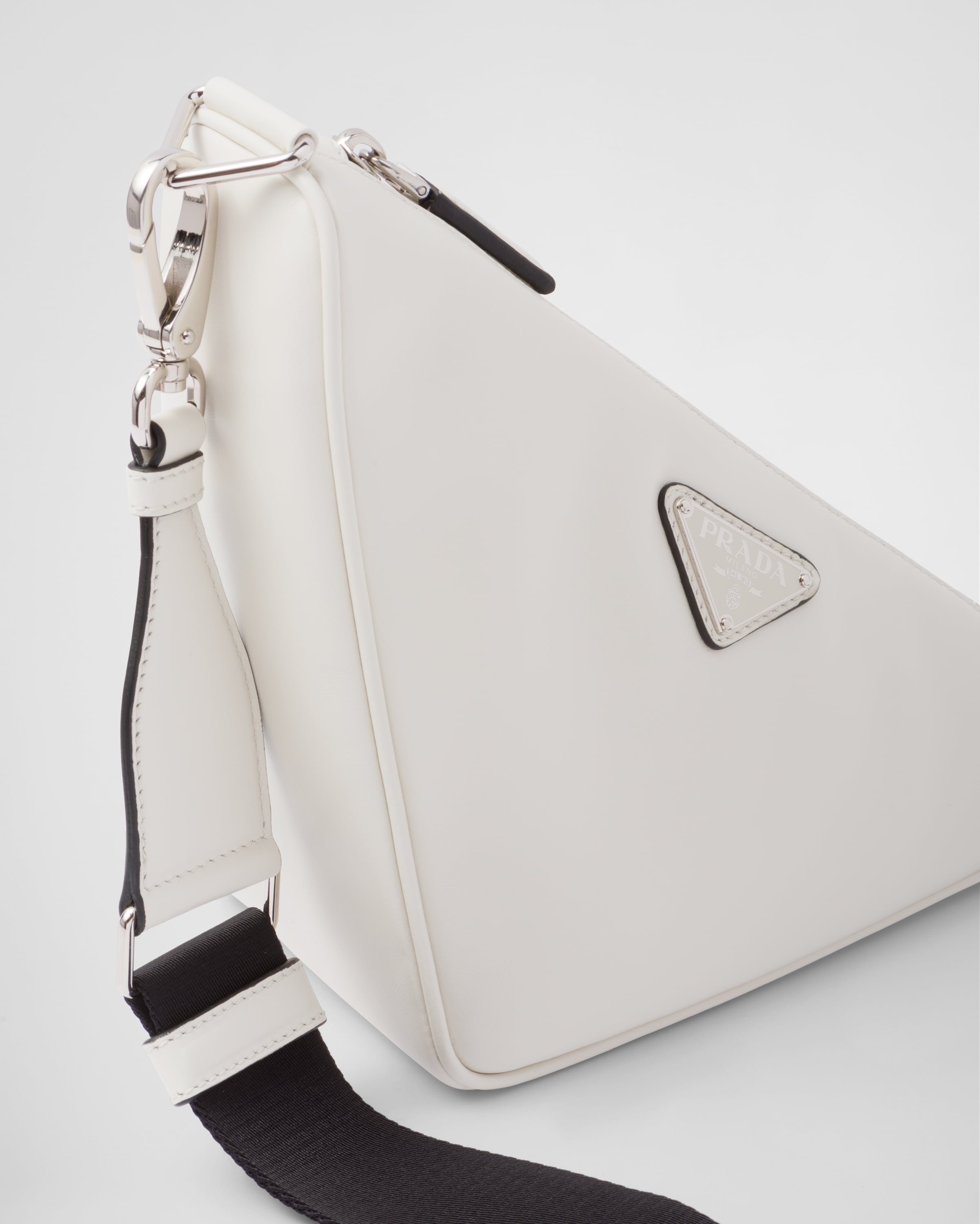 White Prada Triangle Leather Bag | PRADA