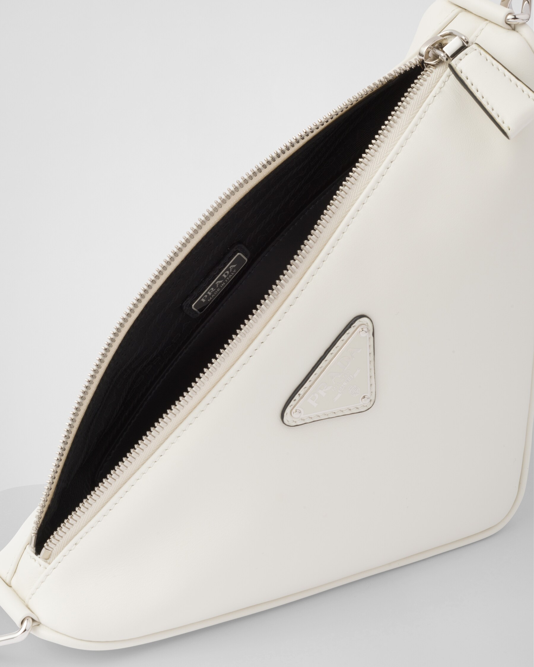 White Prada Triangle Leather Bag | PRADA