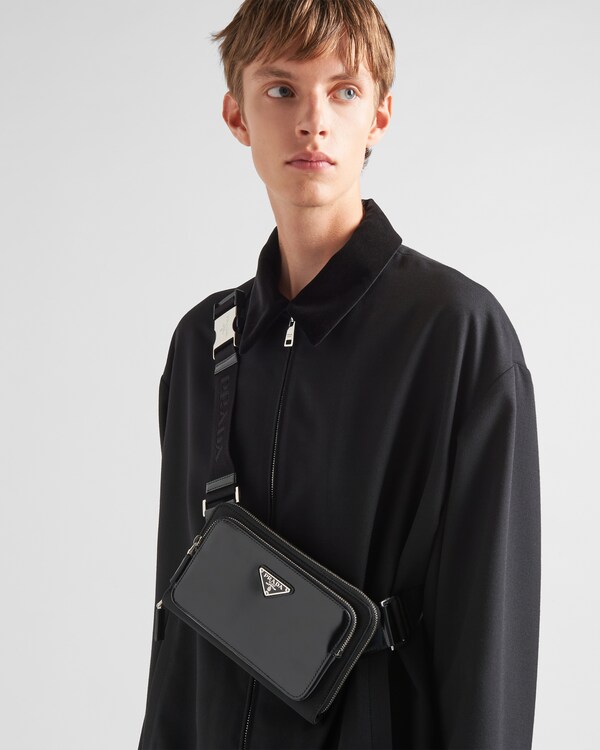 Black Re-nylon And Brushed Leather Shoulder Bag | PRADA