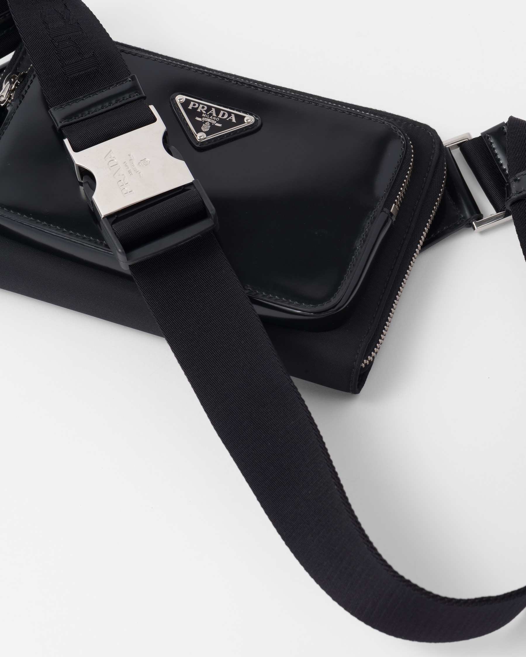 Black Re-nylon And Brushed Leather Shoulder Bag | PRADA