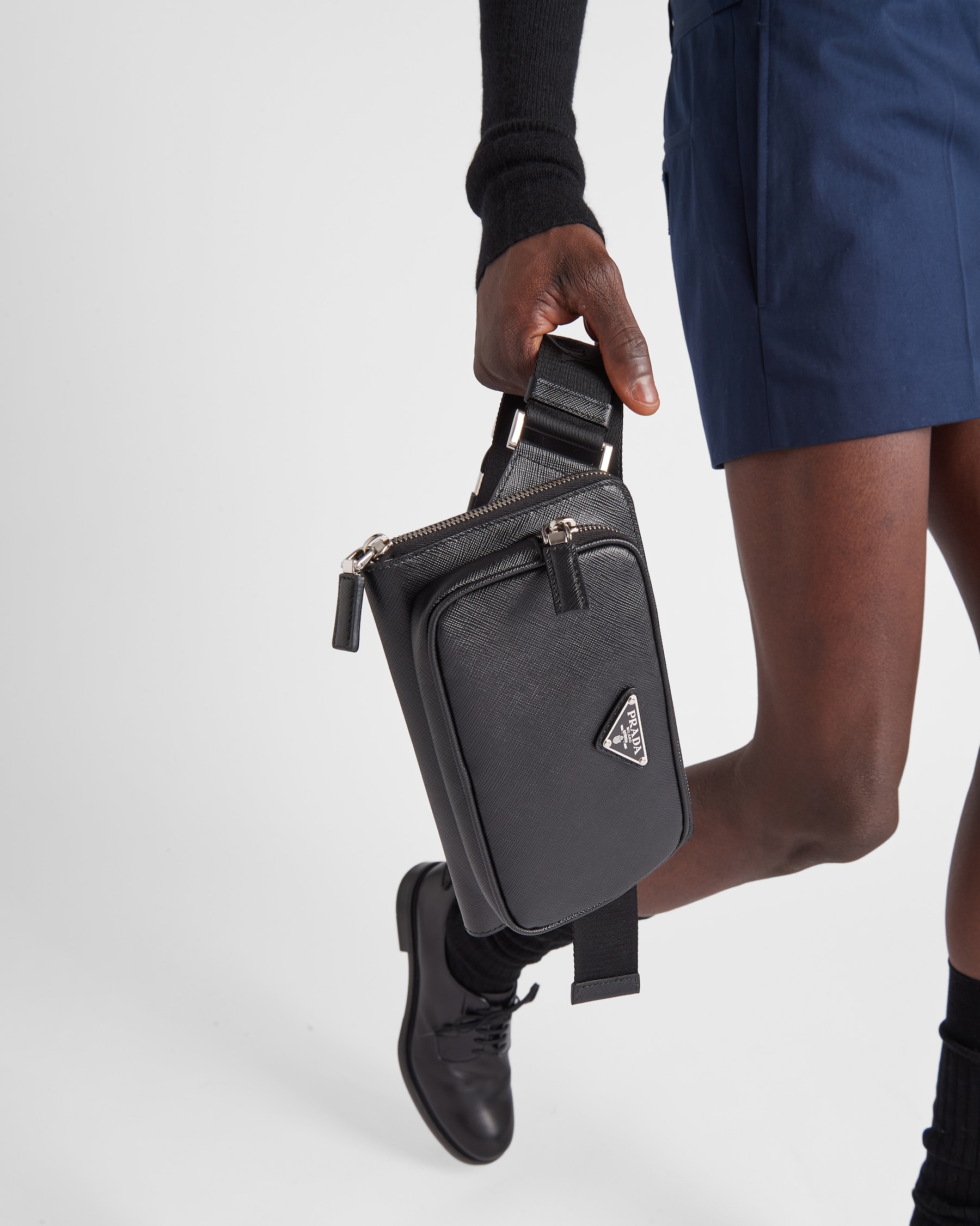 Black Saffiano Leather Belt Bag | PRADA