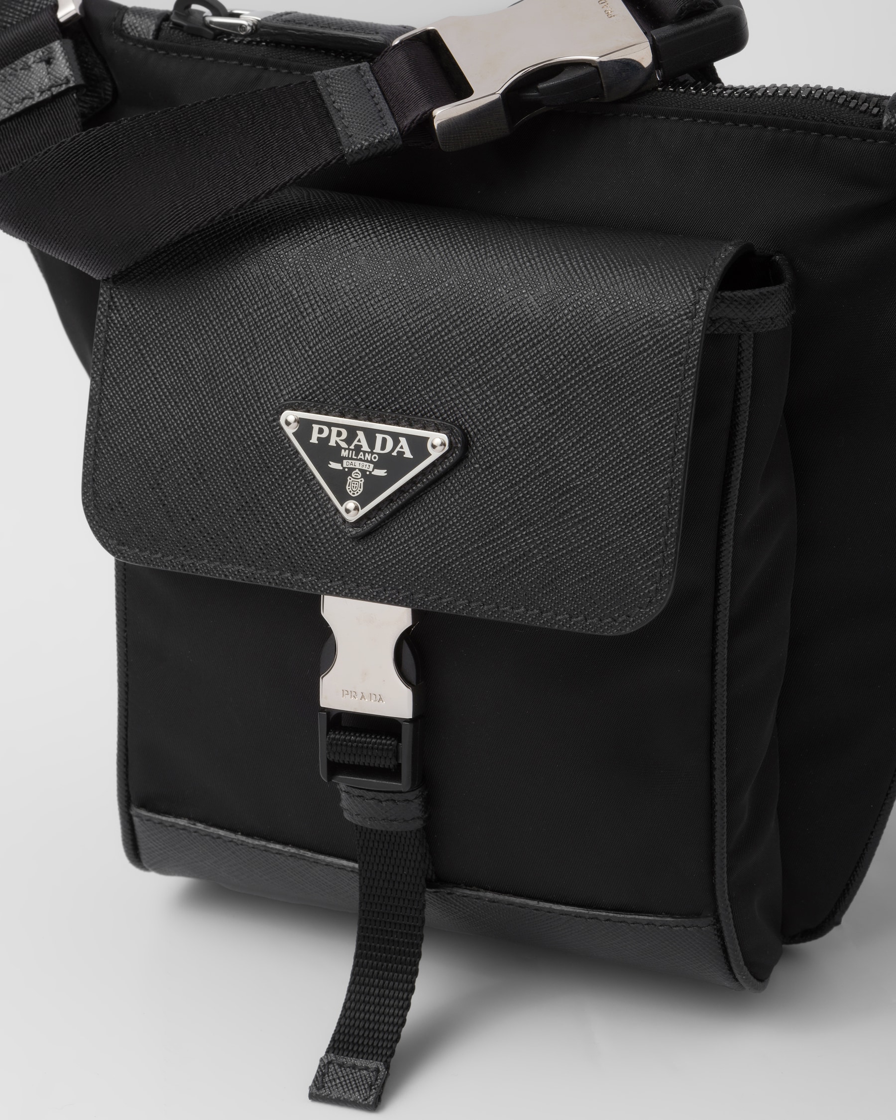Black Re-nylon And Saffiano Leather Shoulder Bag | PRADA