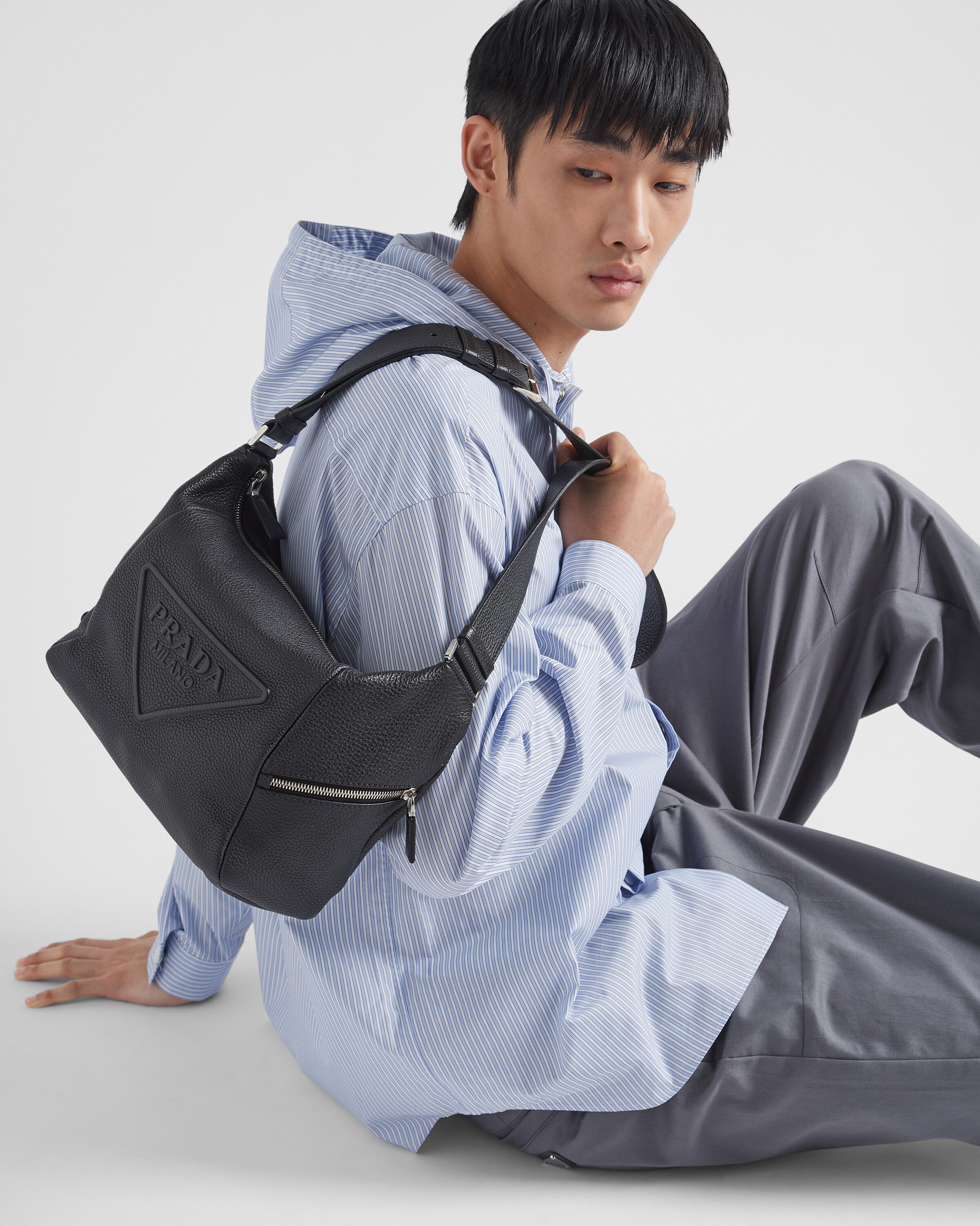 Black Leather bag with shoulder strap | Prada