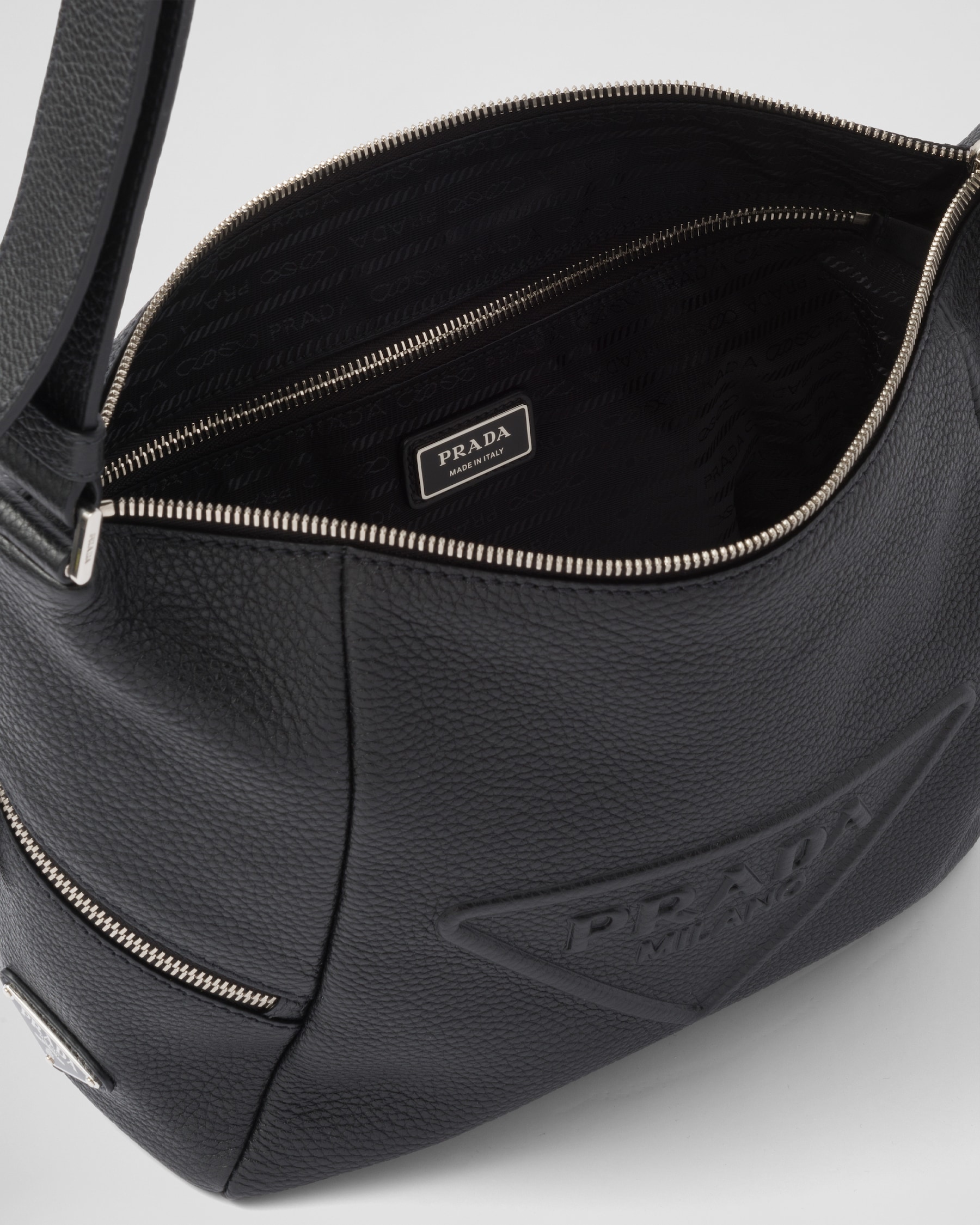 Black Leather Bag With Shoulder Strap | PRADA