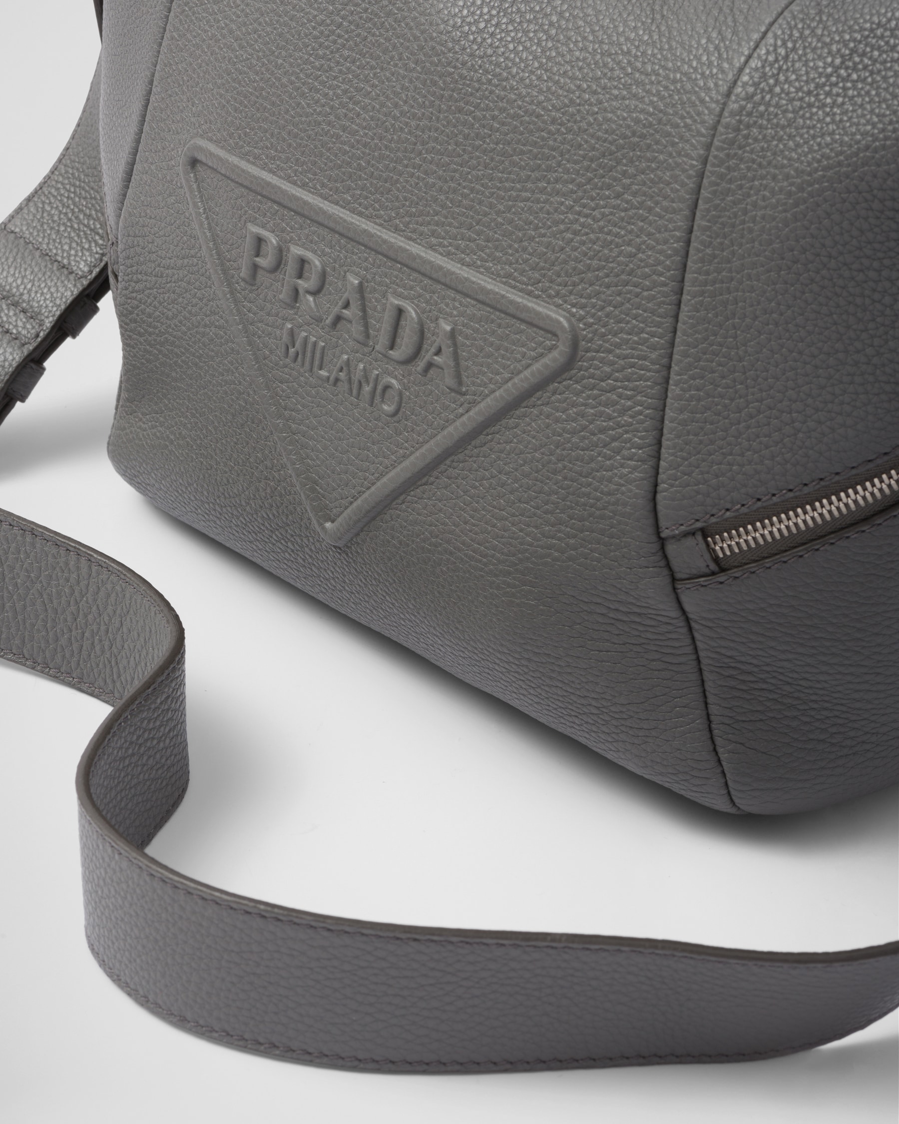 Marble Gray Leather Bag With Shoulder Strap | PRADA