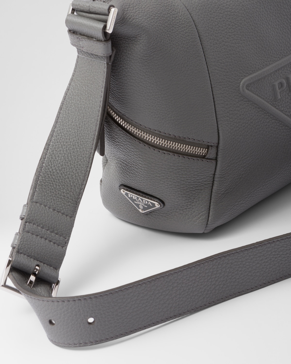 Marble Gray Leather Bag With Shoulder Strap | PRADA