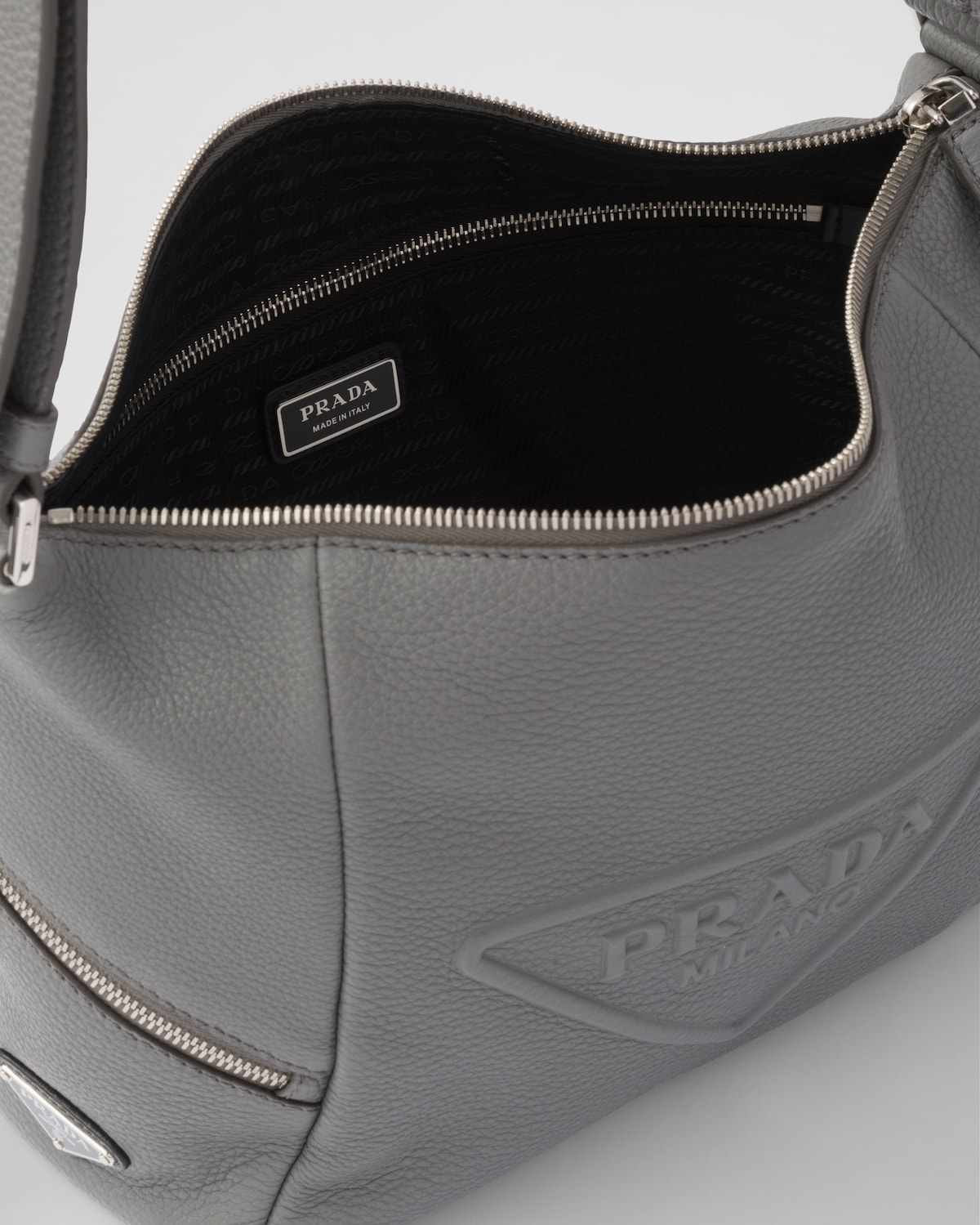 Marble Gray Leather Bag With Shoulder Strap | PRADA
