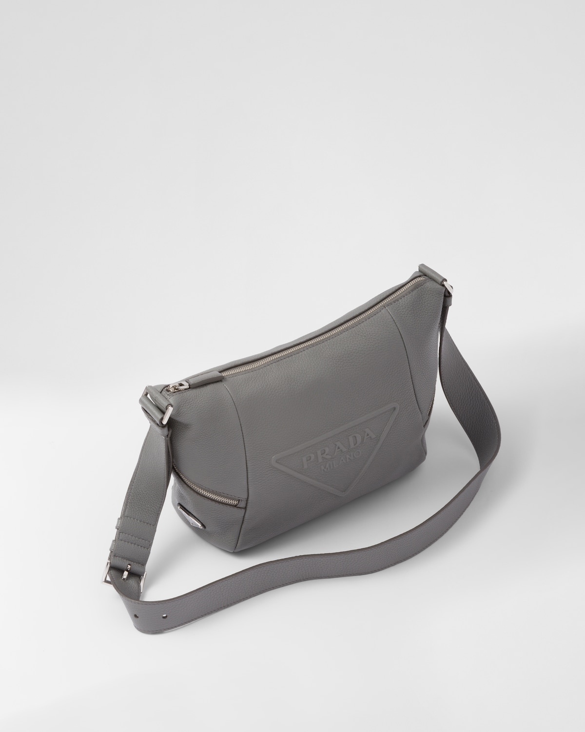 Marble Gray Leather Bag With Shoulder Strap | PRADA