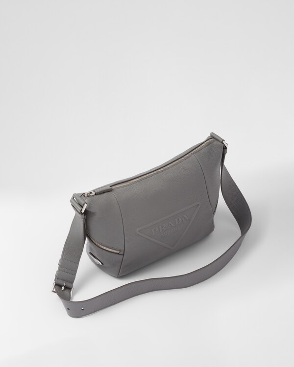 Marble Gray Leather Bag With Shoulder Strap | PRADA
