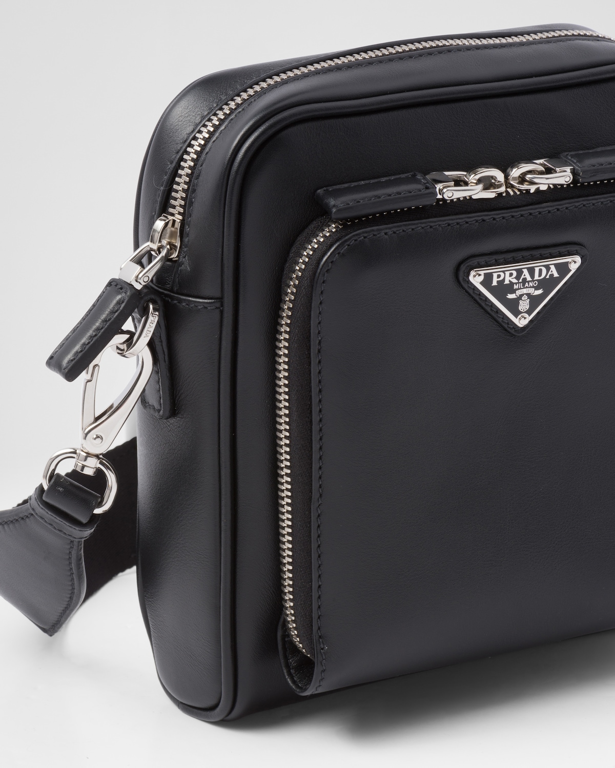 Black Leather Shoulder Bag With Pouch | PRADA